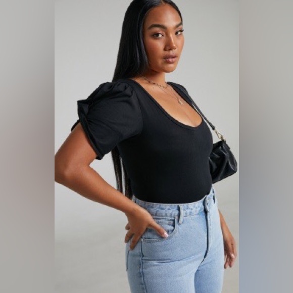 Showpo. | Tops | Back Bodysuit With Puff Sleeves | Poshmark